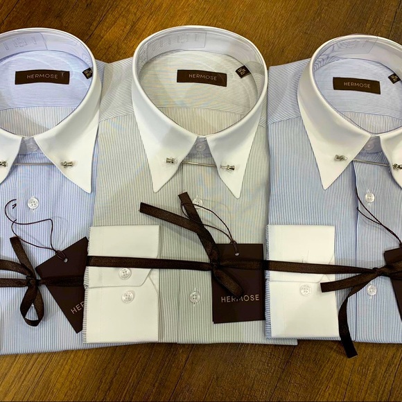 Shirts | Contrast Pin Collar Shirt Grey Color New | Poshmark